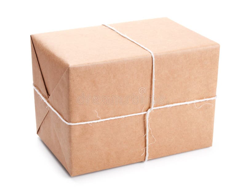 Parcel Wrapped with Brown Packing Paper Stock Image - Image of crate ...
