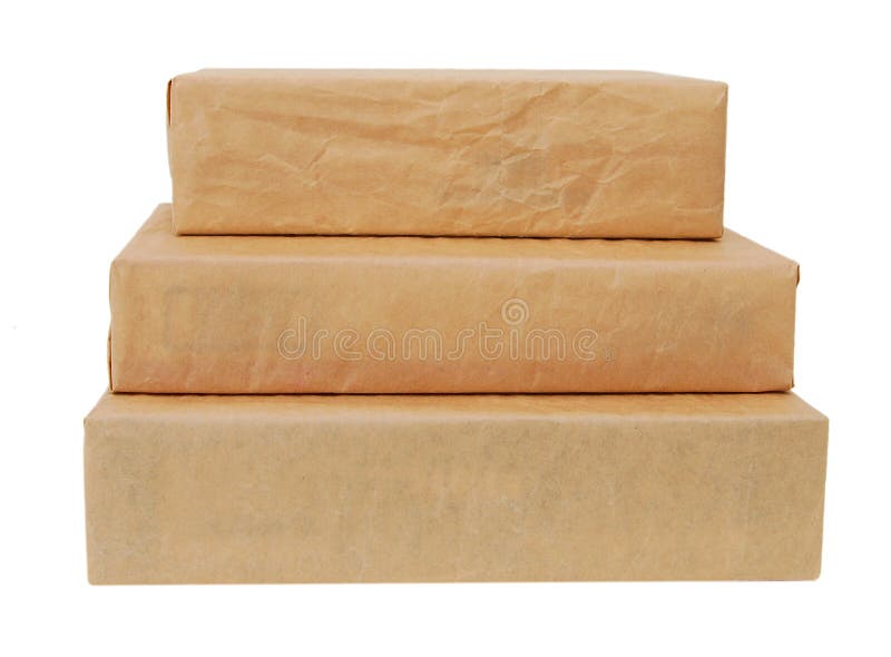 Parcel Wrapped with Brown Paper Stock Photo - Image of burlap, pack ...