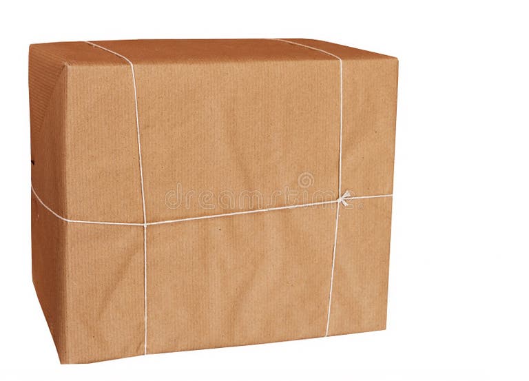 Parcel Wrapped in Brown Paper and String, Isolated Stock Image - Image ...