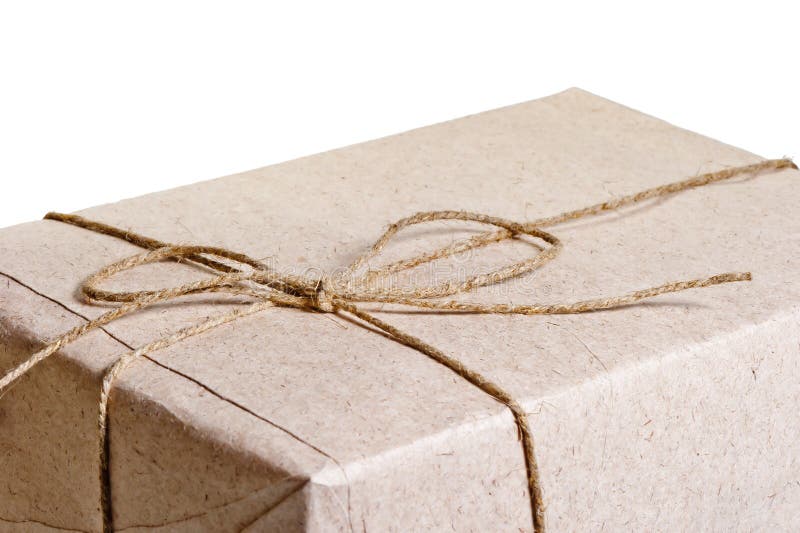 Parcel Wrapped in Brown Paper Stock Photo - Image of knot, holiday ...