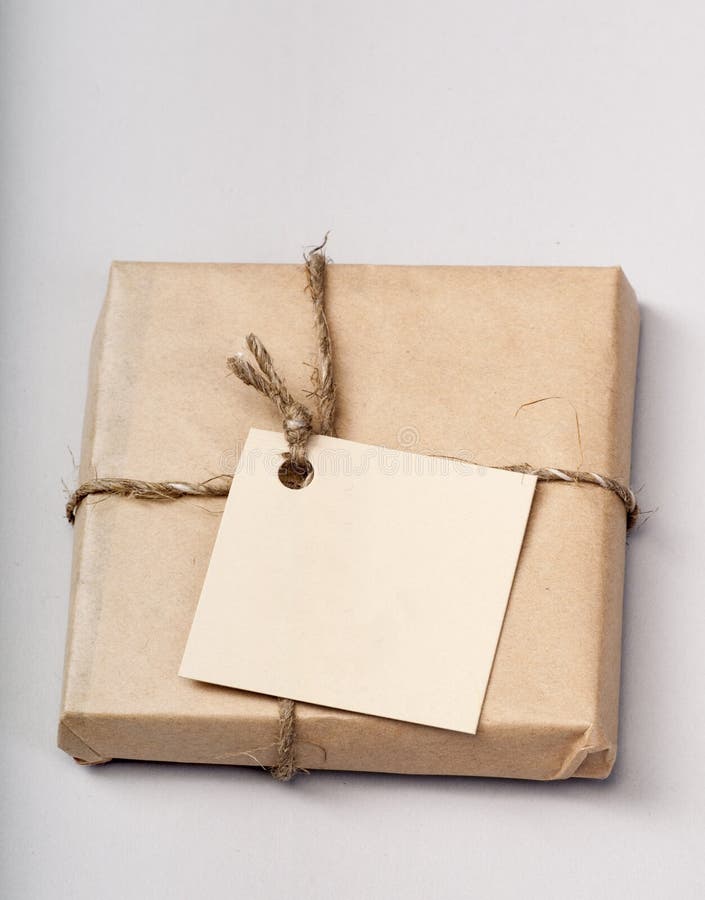 Wrapped parcel with label stock photo. Image of shipping - 24833740