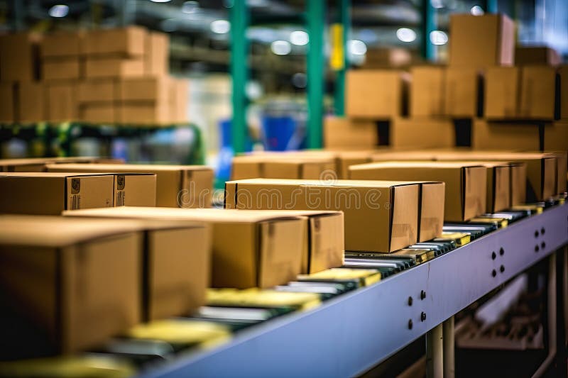 Parcels and Boxes on a Distribution Production Line. Generative Ai ...