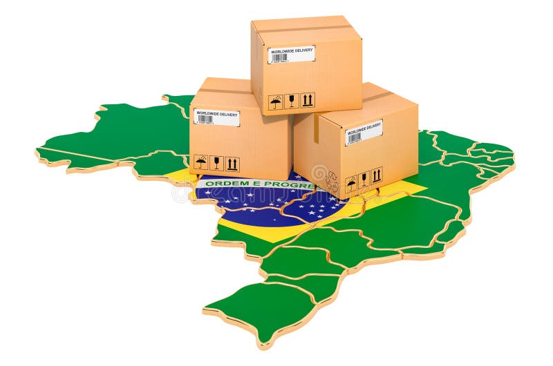 Parcels on the Brazilian Map. Shipping in Brazil, Concept Stock ...