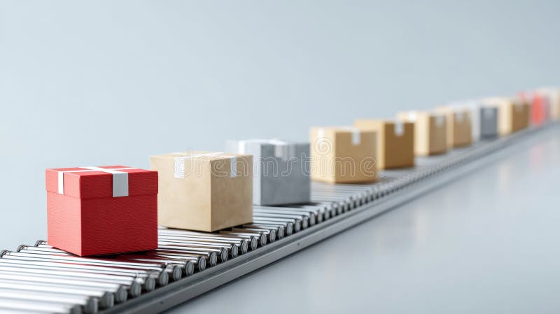 Parcels Move Efficiently Along a Conveyor Belt Demonstrating Diverse ...