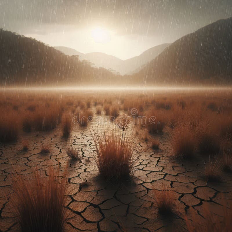 A Parched Desert during the Rain. Stock Photo - Image of drought, environment: 336300782