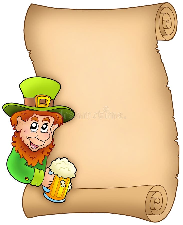 Parchemin Avec Un Leprechaun Et De La Bière Illustration Stock ...