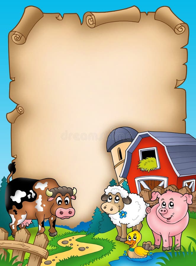 Banner with Barn and Country Animals Stock Illustration - Illustration ...