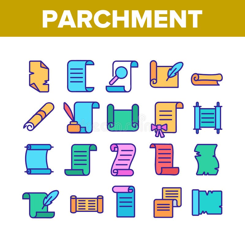Parchment Collection Elements Icons Set Vector Stock Vector ...