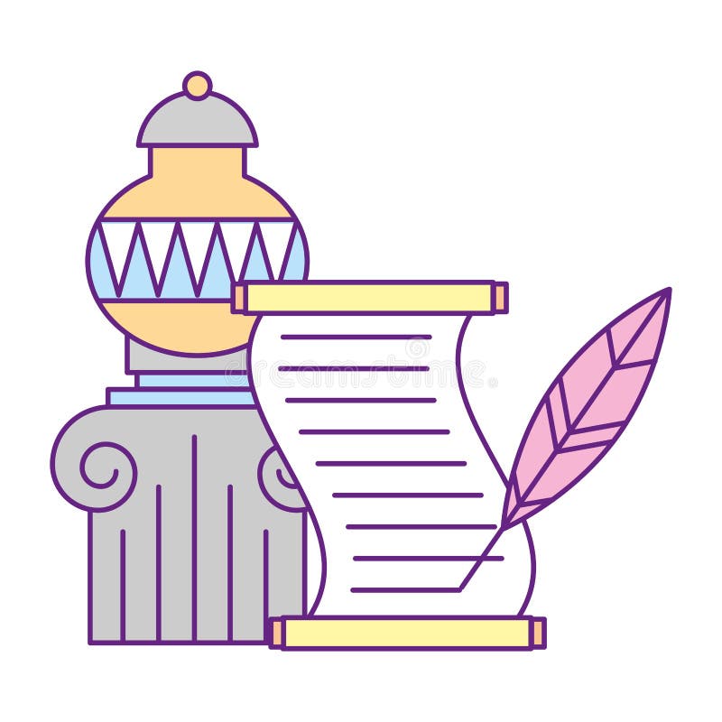 Parchment Feather Pen Ancient Vase Exhibition Museum Stock Vector ...