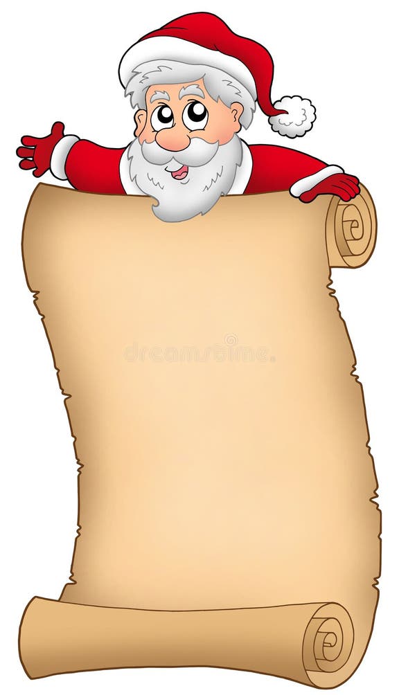 Parchment with Happy Santa Claus Stock Illustration - Illustration of ...