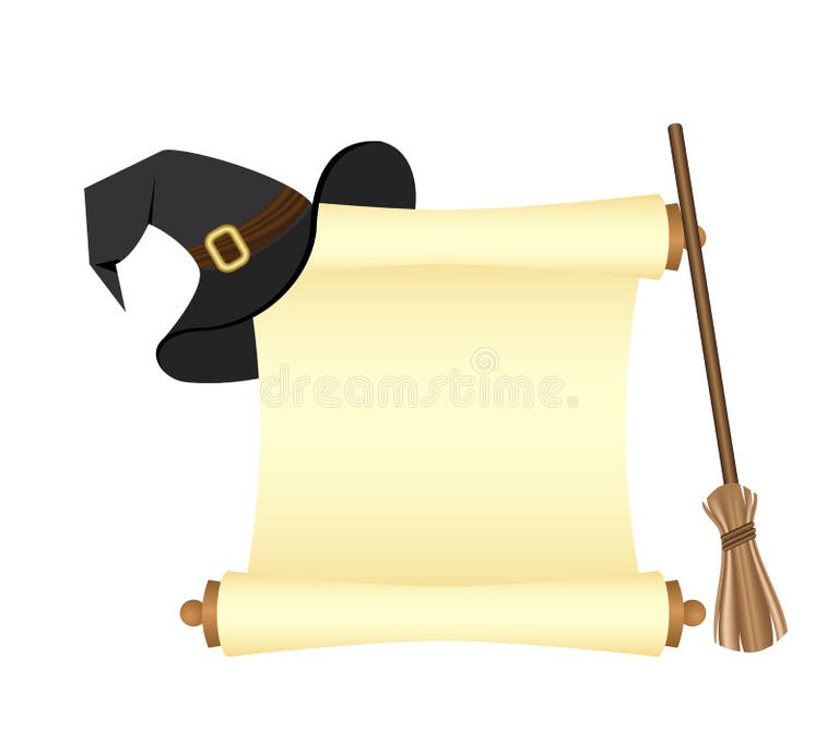 Parchment and hat witch stock vector. Illustration of papyrus - 56402462