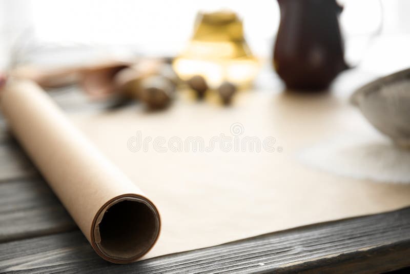Parchment on Kitchen Table. Bakery Workshop Stock Photo - Image of ...