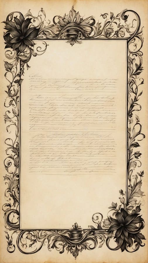 Parchment Paper Background with Black Border Decoration Stock ...