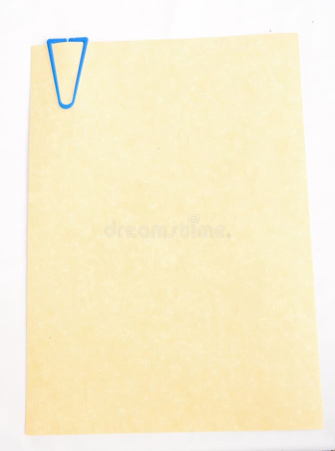 Parchment Paper with Blue Paper Clip. Stock Photo - Image of clip, blue ...
