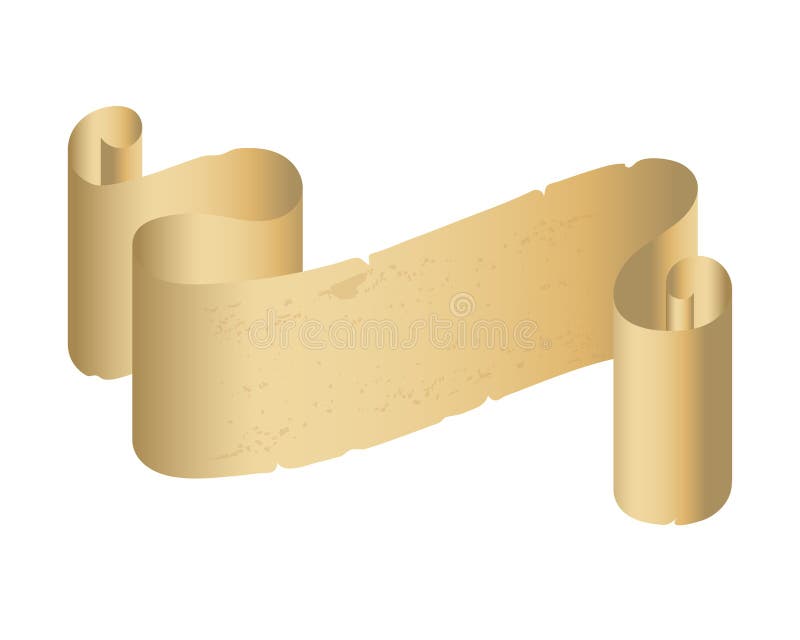 Parchment Paper, Scroll Papyrus, Empty Frame, Blank in Cartoon Style ...