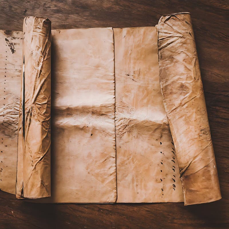 Ancient Parchment Paper with Vintage Map and Compass Scroll Side ...