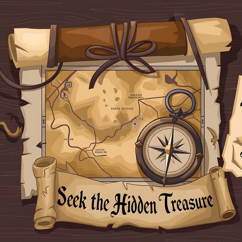 Ancient Parchment Paper with Vintage Map and Compass Scroll Side Illustration Stock Vector ...