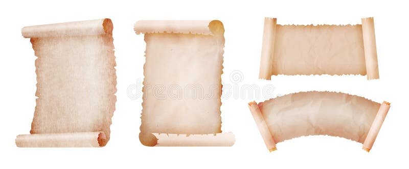 Parchment Scroll Templates. Ancient Paper Scrolls, Old Manuscript Rolls ...