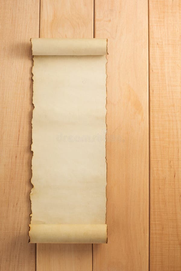 Parchment scroll on wood stock image. Image of historic - 71629763