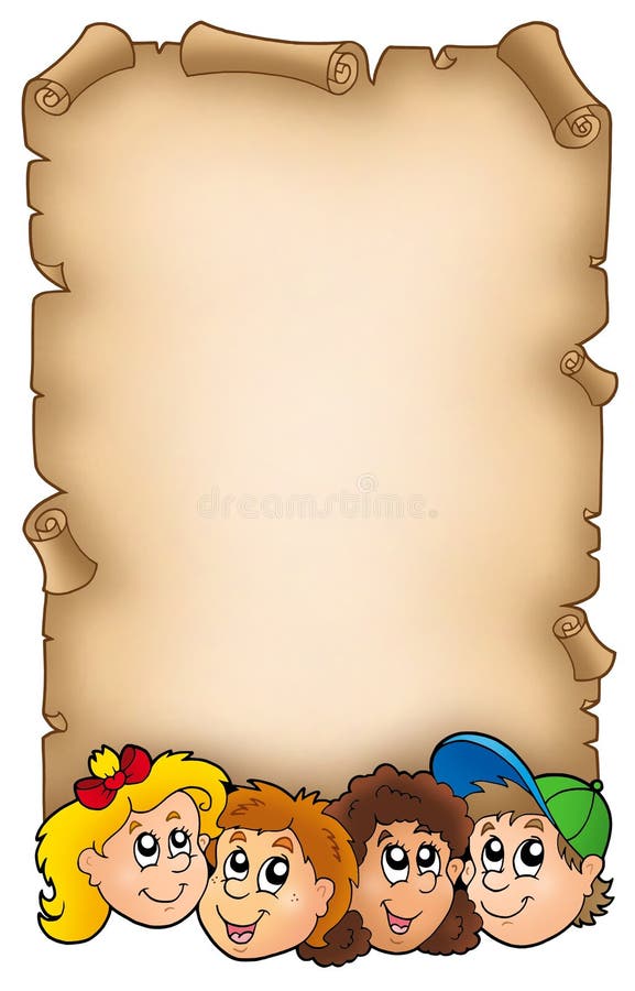 Parchment with Various Kids Faces Stock Illustration - Illustration of ...