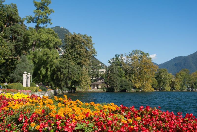 Parco Ciani, Lugano Switzerland Immagine Stock - Immagine di corsa ...