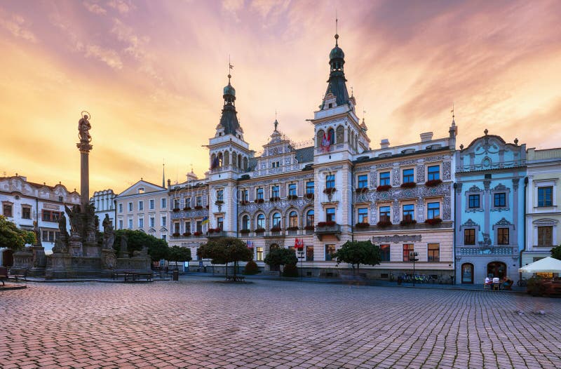 Pardubice, Czech Republic. the Facade of the Historical Buildings in ...
