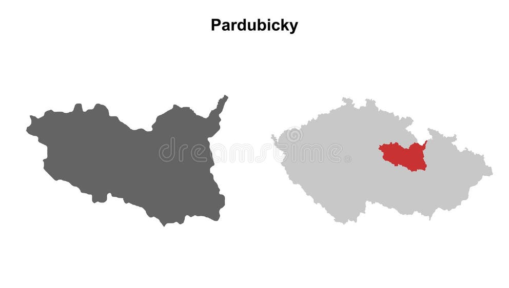 Pardubicky outline map stock vector. Illustration of outline - 378856573