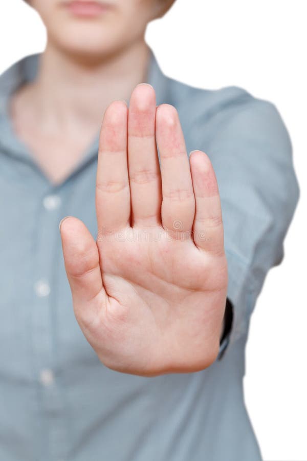 Pare O Sinal Por Uma Palma - Gesto De Mão Do Homem De Negócios Imagem ...