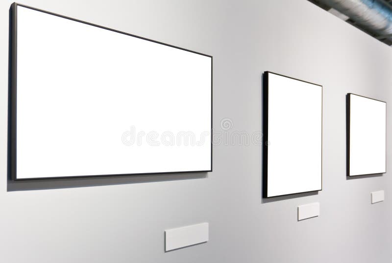 Pared Blanca En Museo Con Los Marcos Vacíos Foto de archivo - Imagen de ...