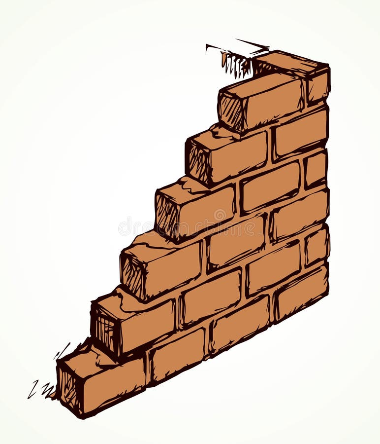 Pared De Ladrillo Patrón De Dibujo Vectorial Ilustración Del Vector