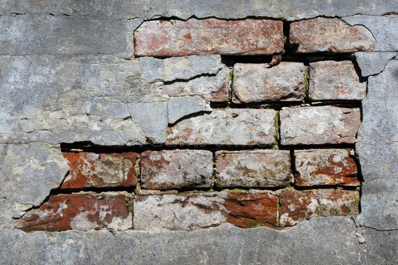 Pared de ladrillos rota imagen de archivo. Imagen de drywall - 10102737