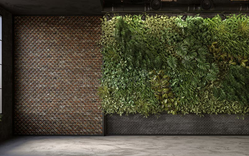 Pared Verde Vertical En Diseño Interior Moderno 3d Renderizado Stock de ...