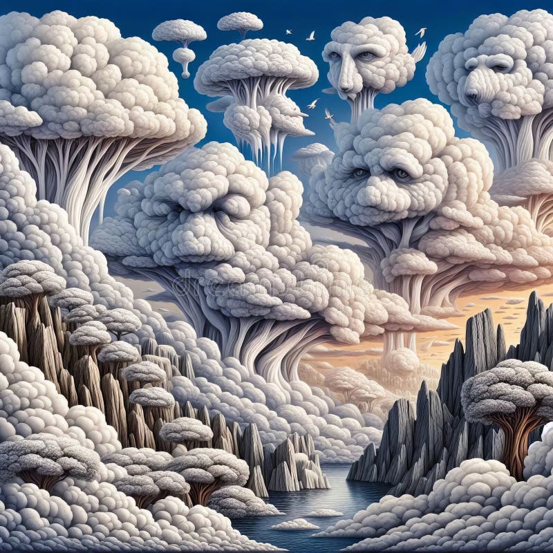 Pareidolia face in clouds stock illustration. Illustration of human ...