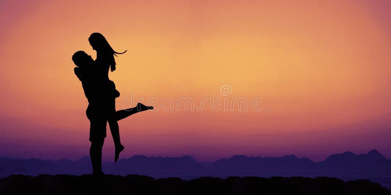 Pareja De Amor Al Atardecer Con Espacio Para Copiar Imagen de archivo ...