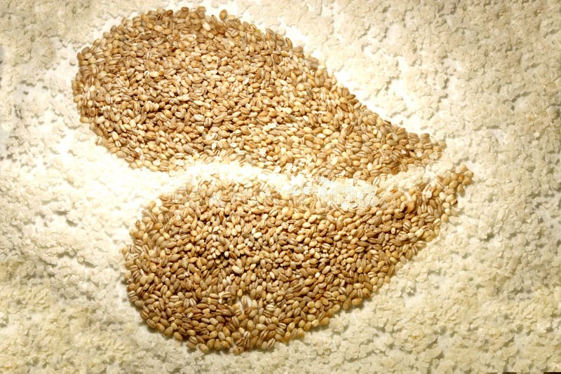 Parel-gerst en rijst stock foto. Image of deel, rijst - 8391582
