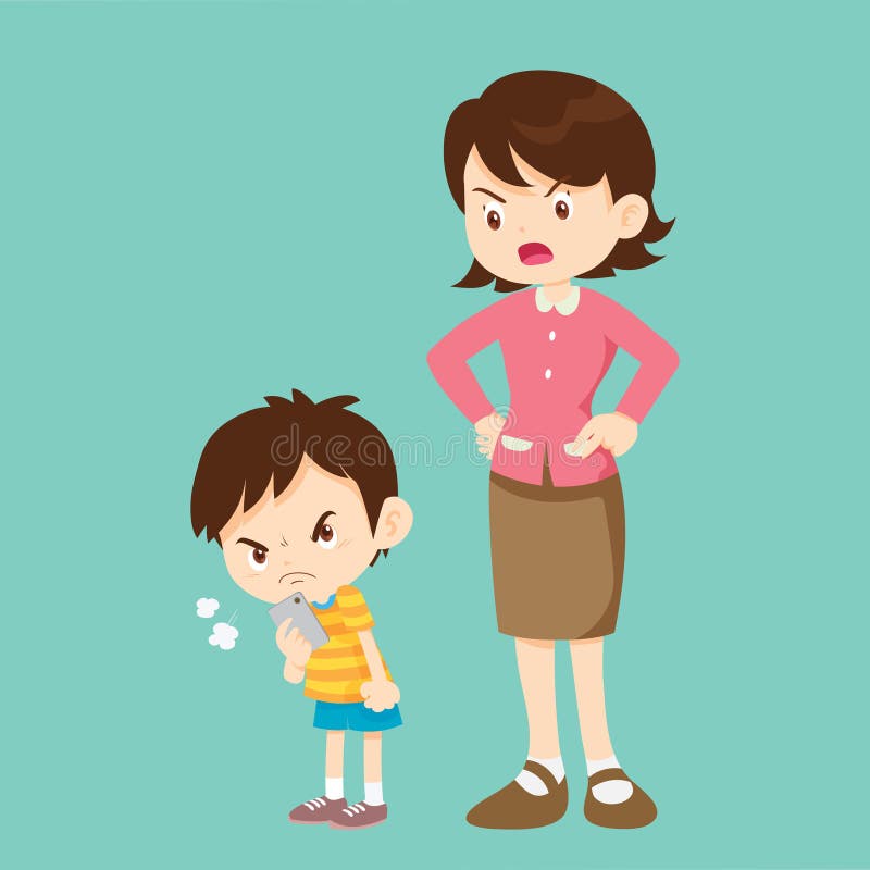 Family Addicted To Smartphones and Gadgets Stock Vector - Illustration ...