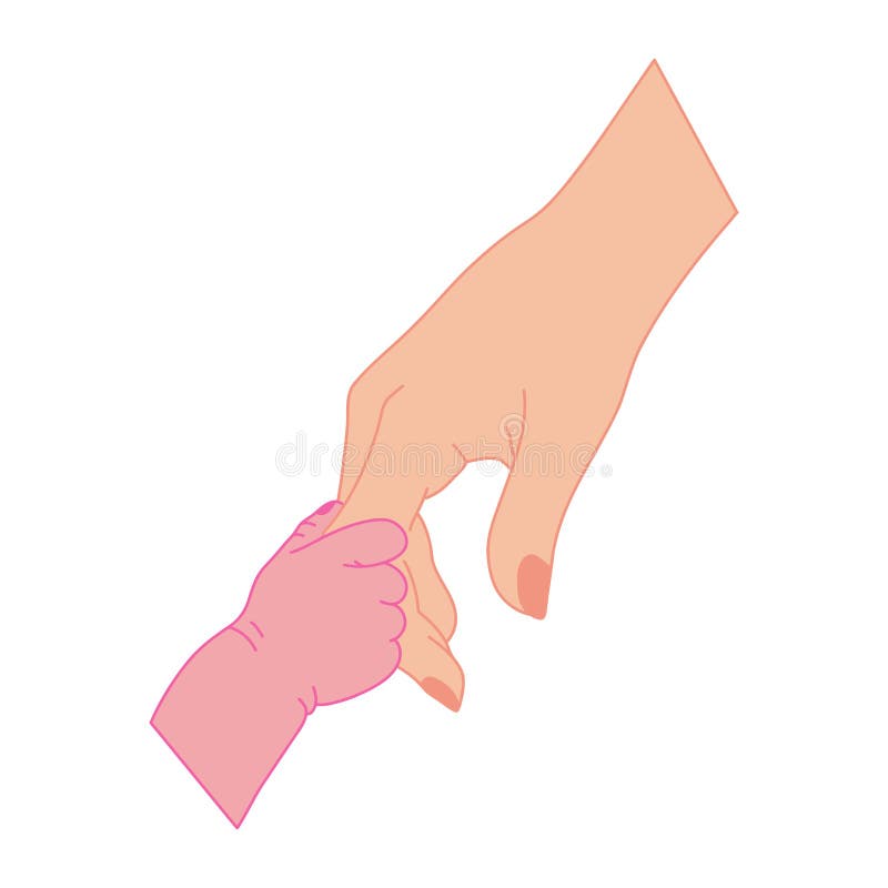 Parent and Child Holding Hand. Hand Drawn Illustration Stock Vector ...