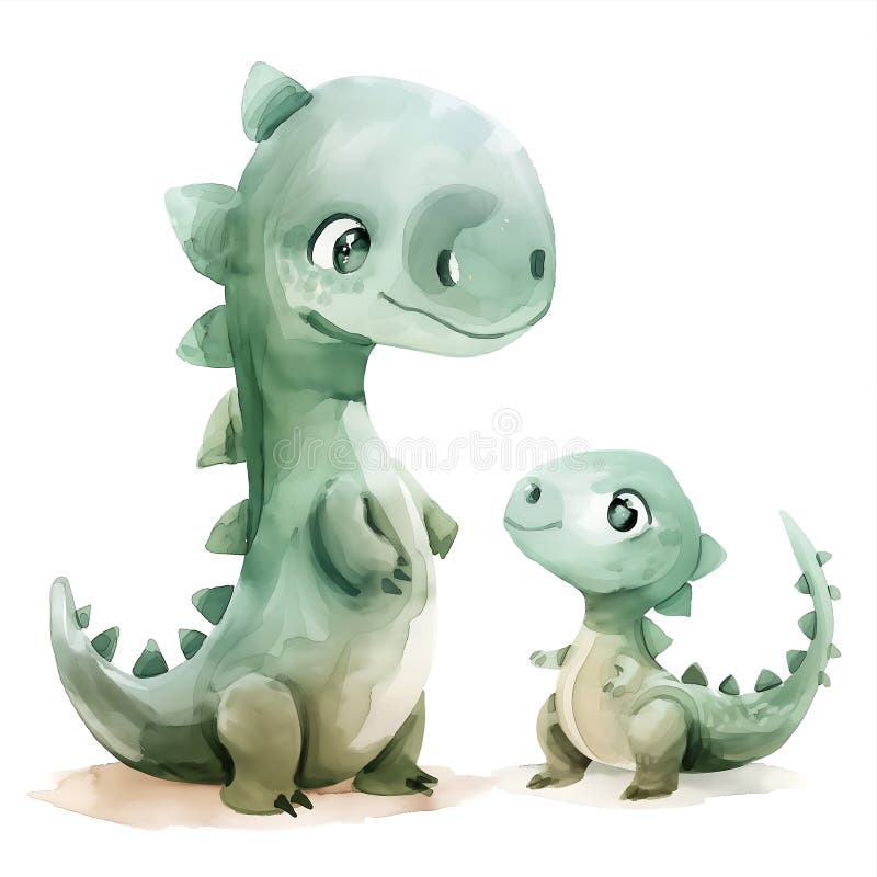 Two Playful Cartoon Dinosaurs Enjoying a Cheerful Moment Together in a ...