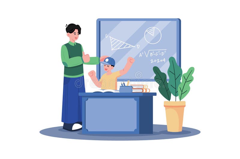 A Parent Helps Their Child with Their Math Homework Stock Vector ...