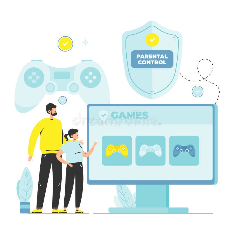 Parental Control for Kids Gaming, Vector Illustration. Stock Vector ...