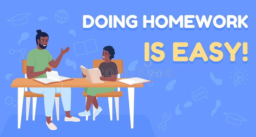 Parental Homework Involvement Flat Vector Banner Template Stock Vector ...