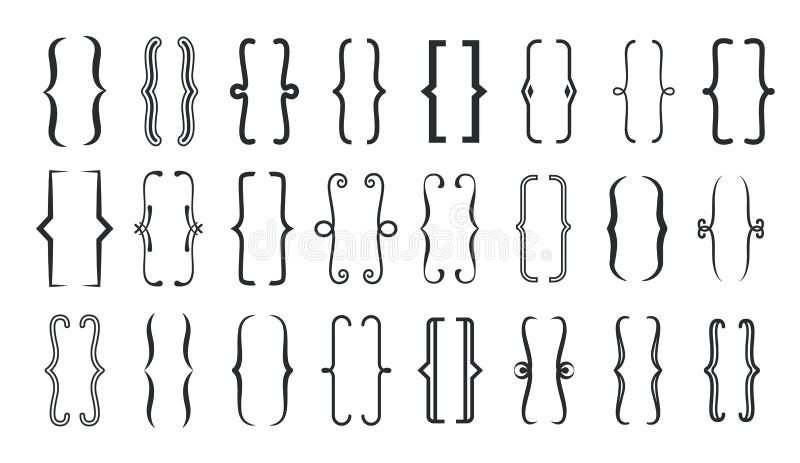Parenthesis Brackets. Curly, Round, Square Frames Stock Illustration ...