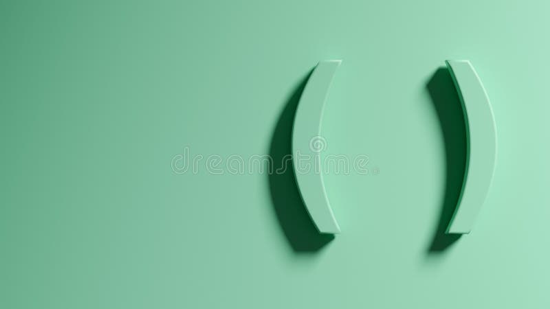 Parenthesis or Round Bracket Symbol or Sign on Green Background. 3D ...