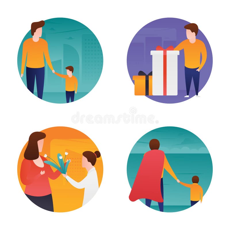 Parenthood Flat Icons Set stock illustration. Illustration of daughter ...