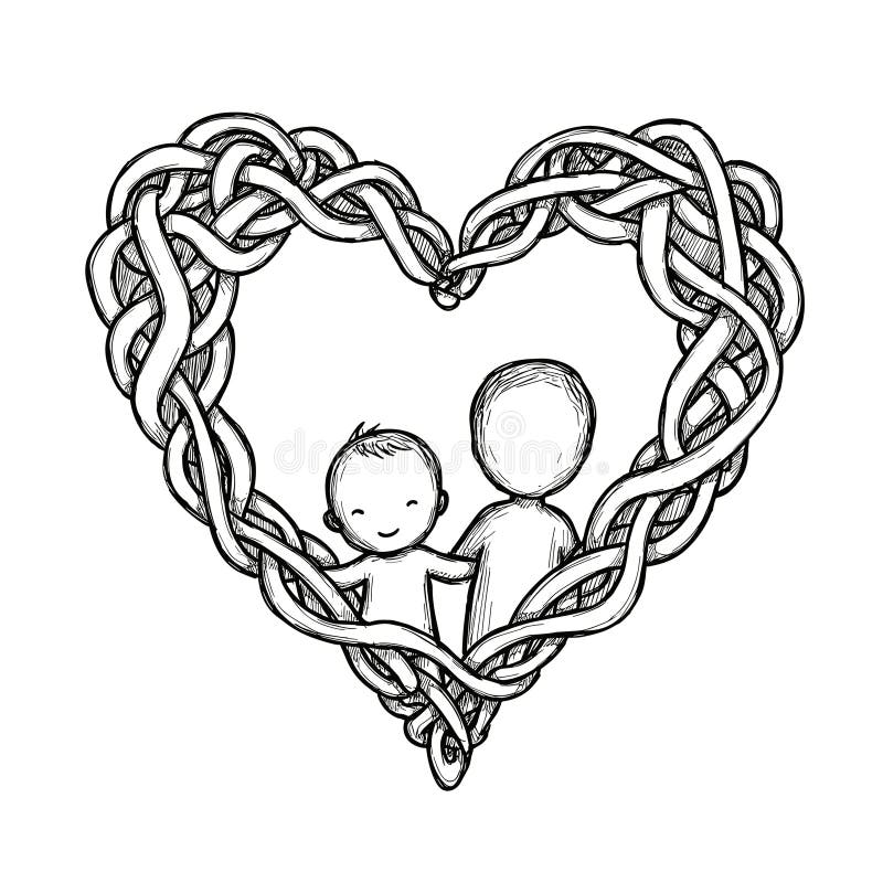 Parenthood Heart Illustration Featuring a Child and Parent Stock ...