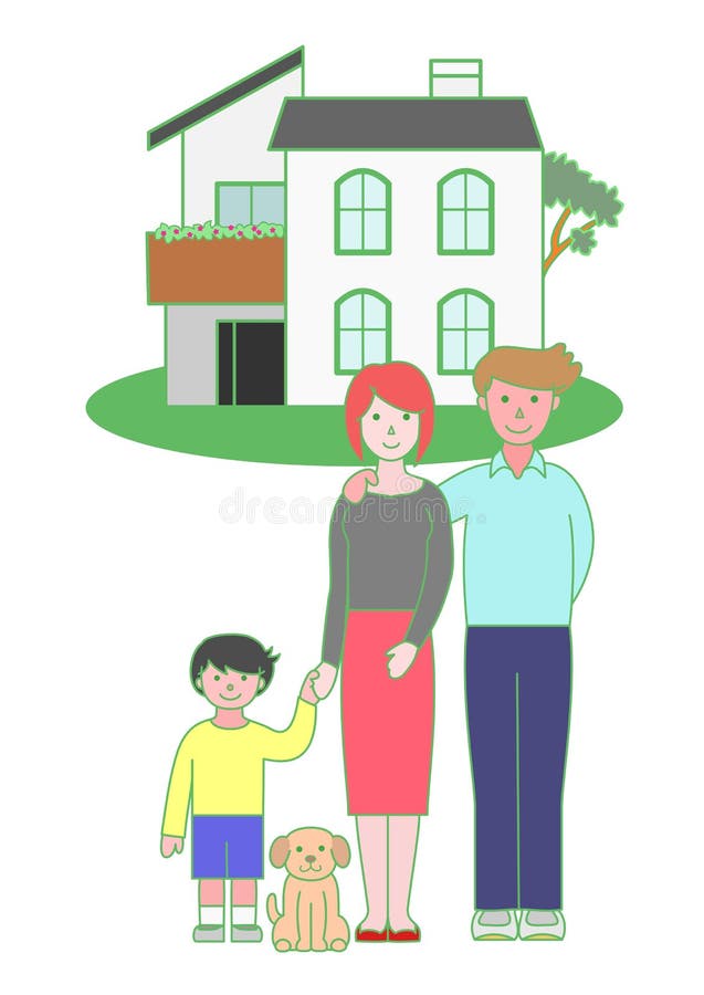 Parents and a Child and a House Stock Vector - Illustration of home ...