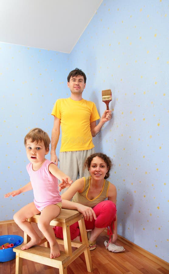 Parents with Child Repair Room Stock Image - Image of labor, home: 6374987