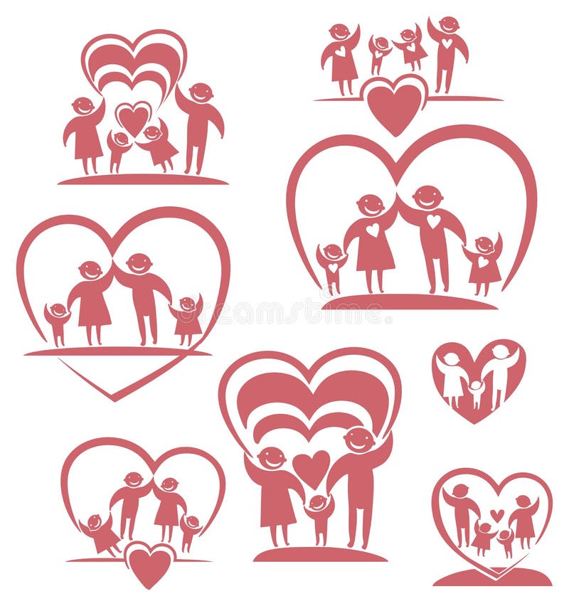 Parents and Children Icon Set. Stock Illustration - Illustration of ...