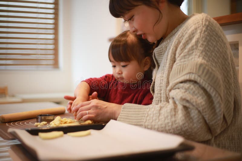 Parents and Children Making Sweets Stock Image - Image of dessert, cute ...