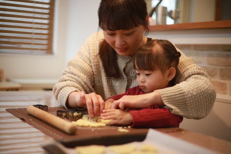Parents and Children Making Sweets Stock Image - Image of girls, making ...